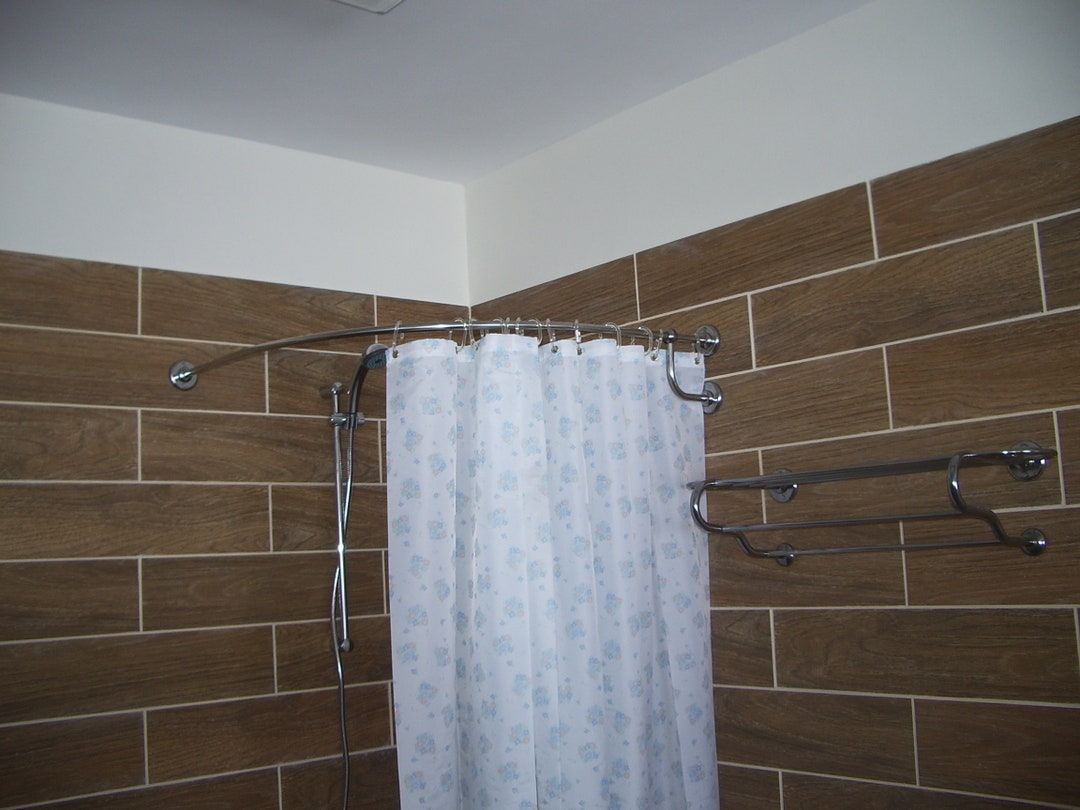 Curved Corner Shower Curtain Rod for Bathroom, Fitting and Dressing ...
