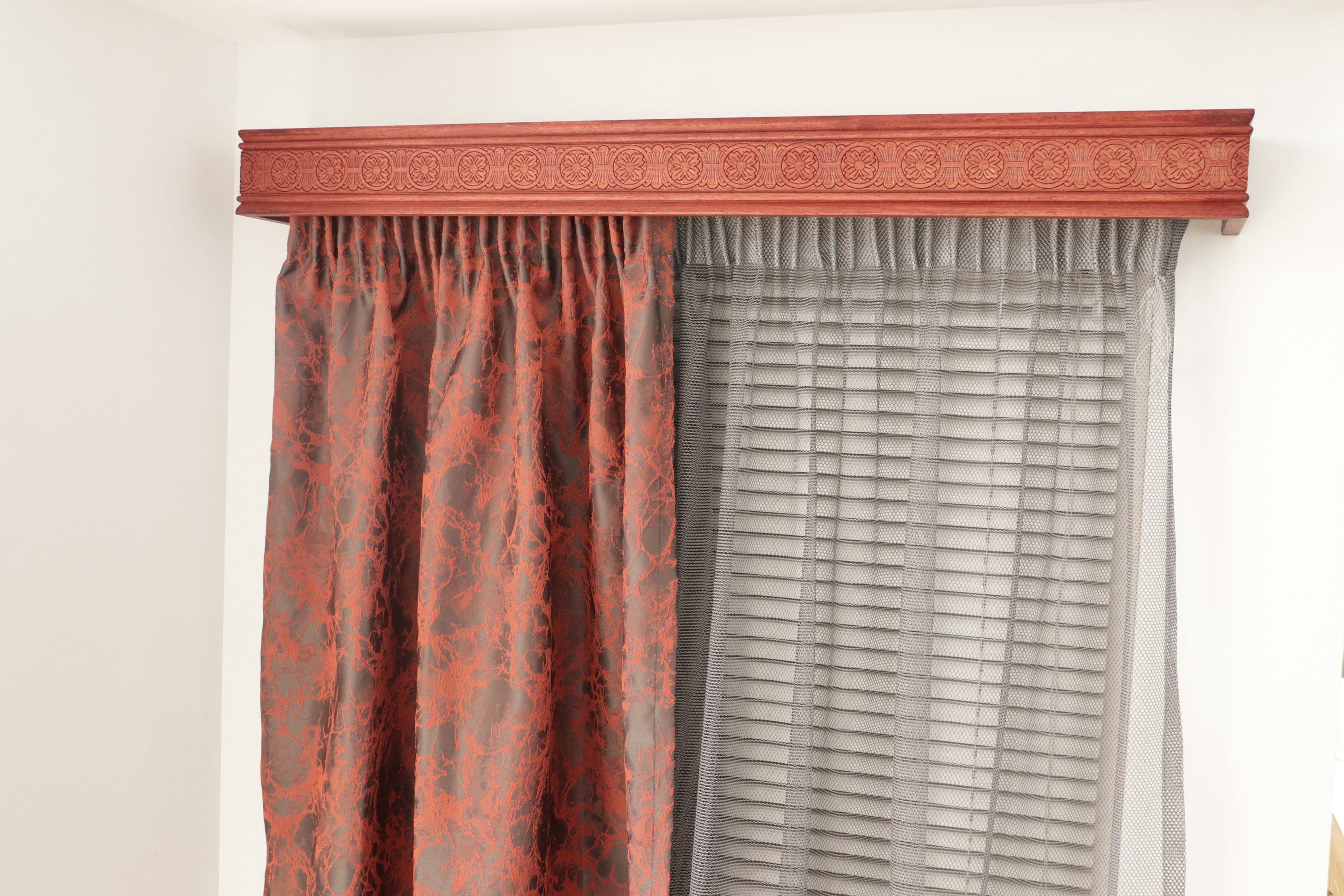 Double Window Cornice & Rail Wooden Window Valance With Rail | Etsy