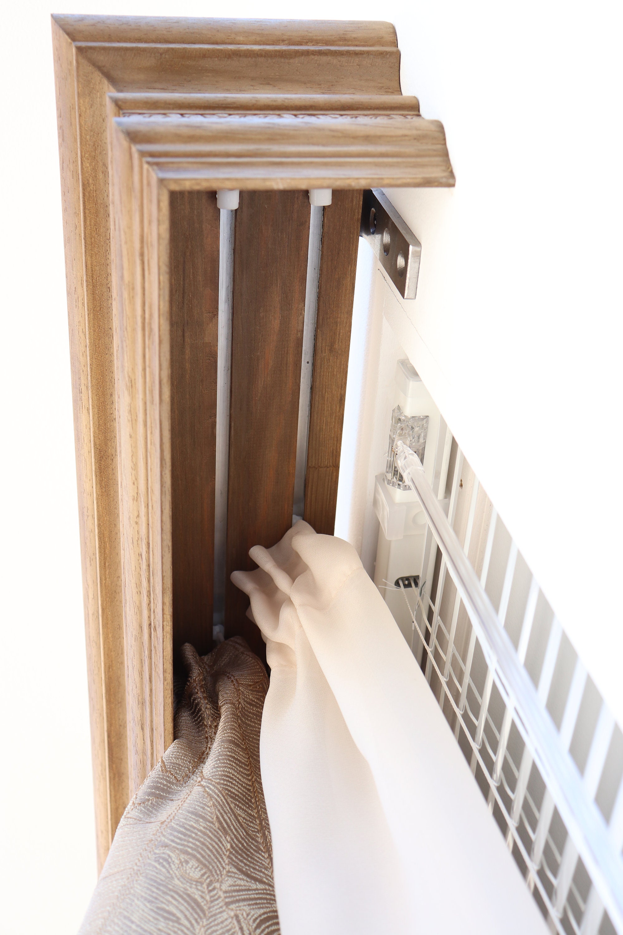 Double Window Cornice & Rail Wooden Window Valance With Rail | Etsy ...