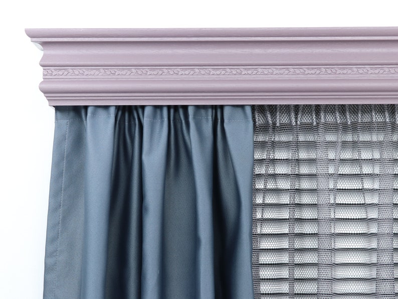 Double Window Cornice & Rail, Wooden Window Valance With Rail ...
