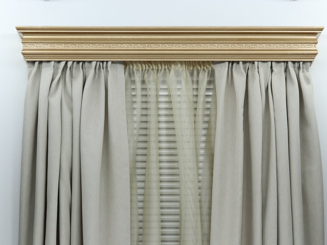 Double Window Cornice & Rail, Wooden Window Valance With Rail ...