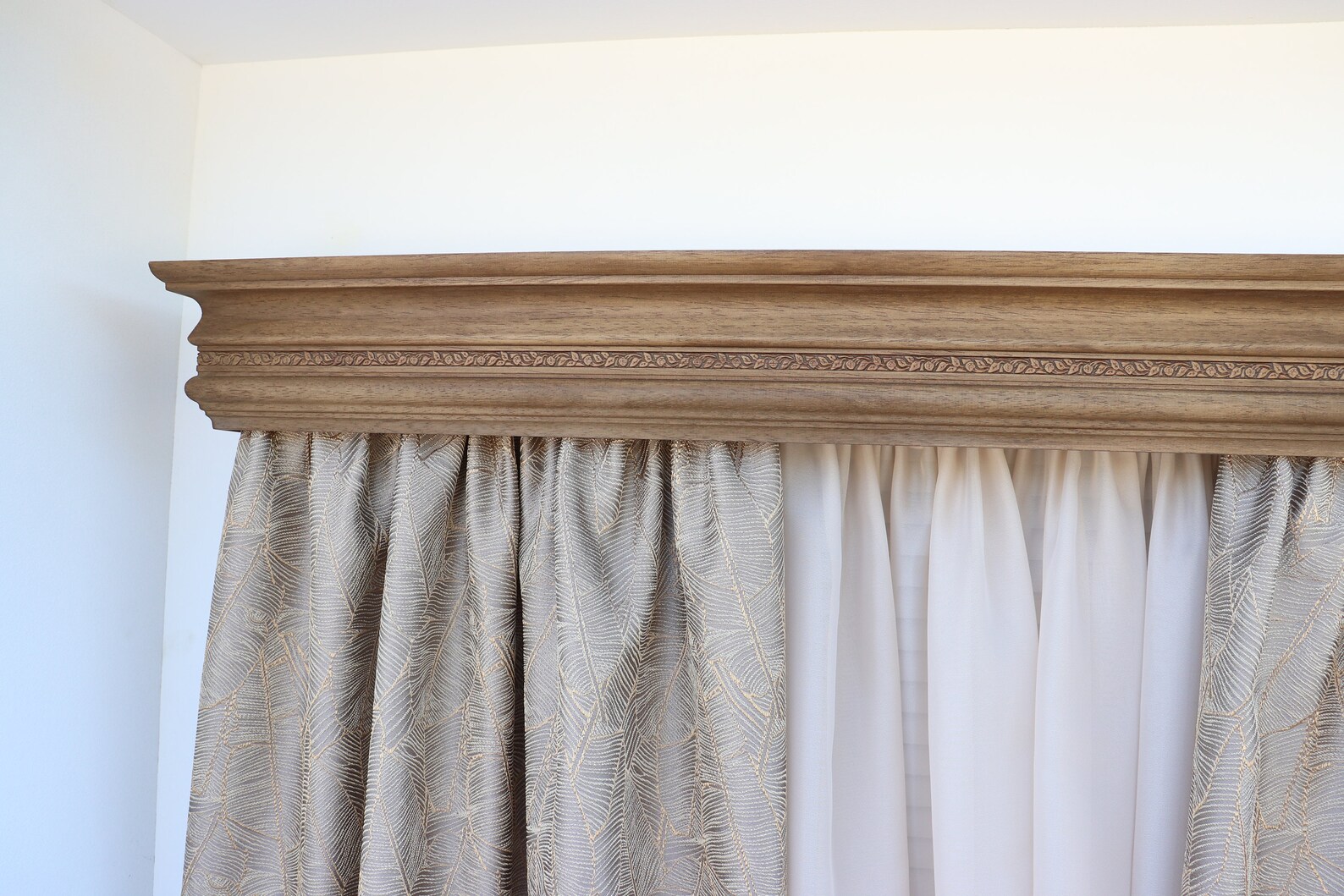 Double Window Cornice & Rail Wooden Window Valance With Rail | Etsy ...