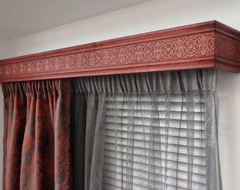 Double Window Cornice & Rail Wooden Window Valance With Rail | Etsy ...