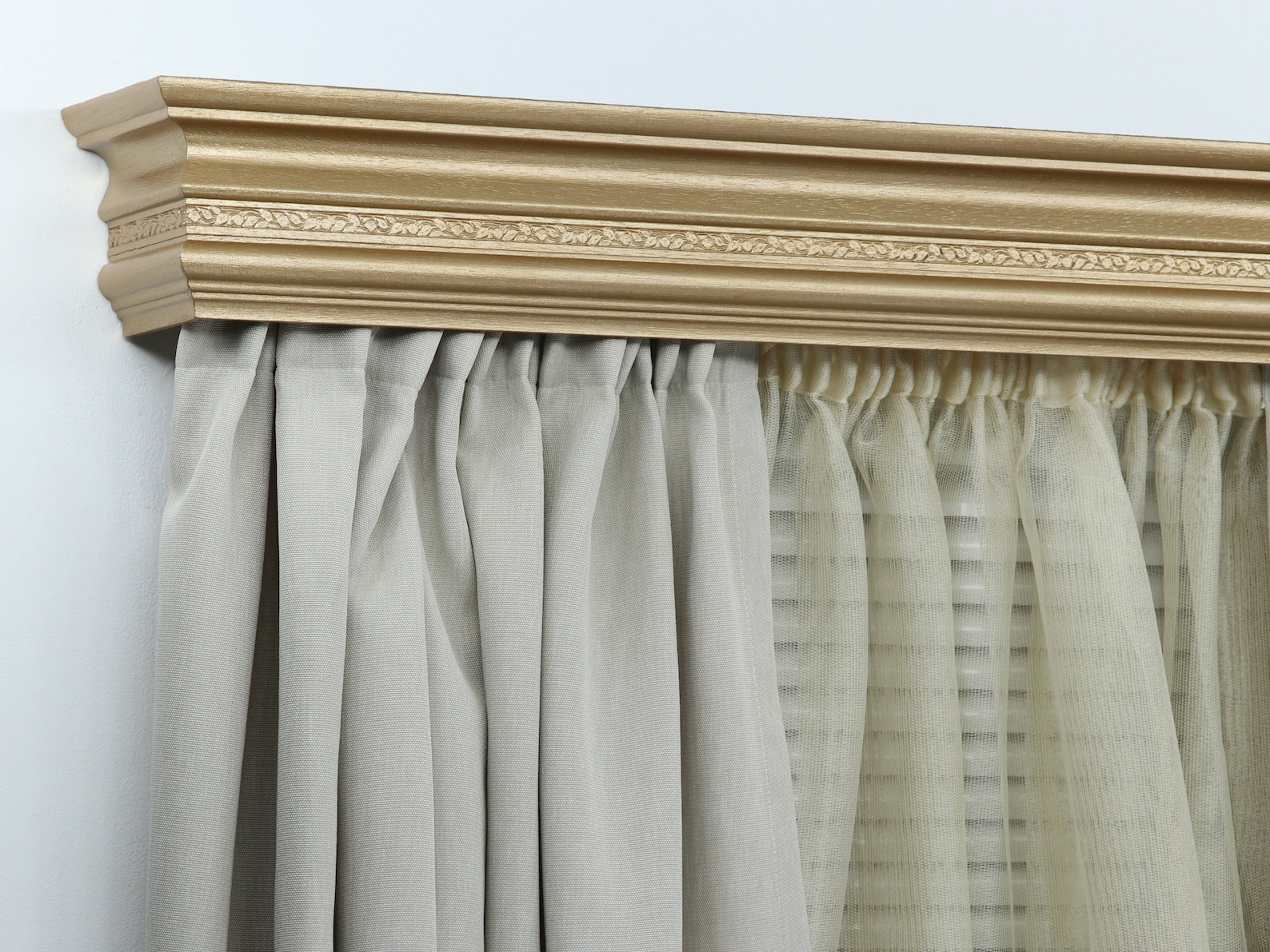 Double Window Cornice & Rail, Wooden Window Valance With Rail ...