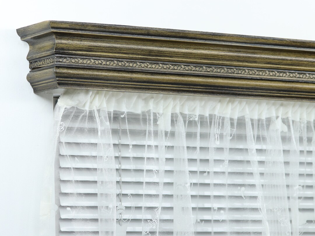 Single Window Cornice & Rail, Wooden Window Valance With Rail ...