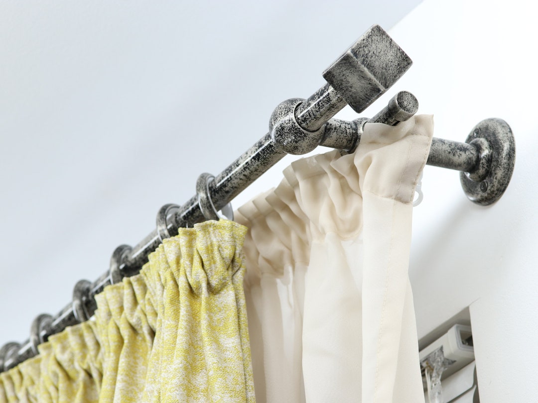 Double Curtain Rod & Rail With Different Pipes for Window, Steel Rings ...