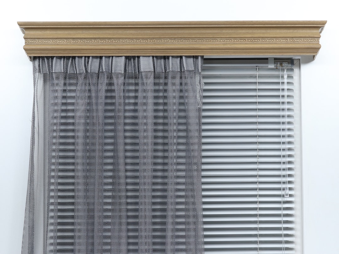 Single Window Cornice & Rail, Wooden Window Valance With Rail ...