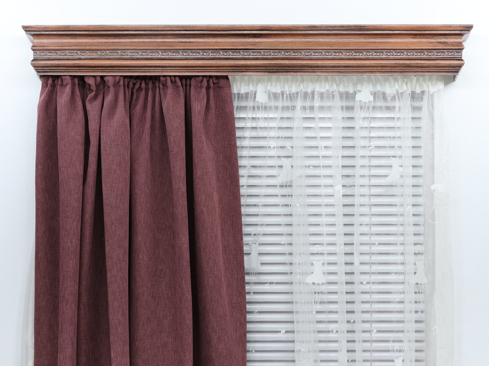 Double Window Cornice & Rail, Wooden Window Valance With Rail ...
