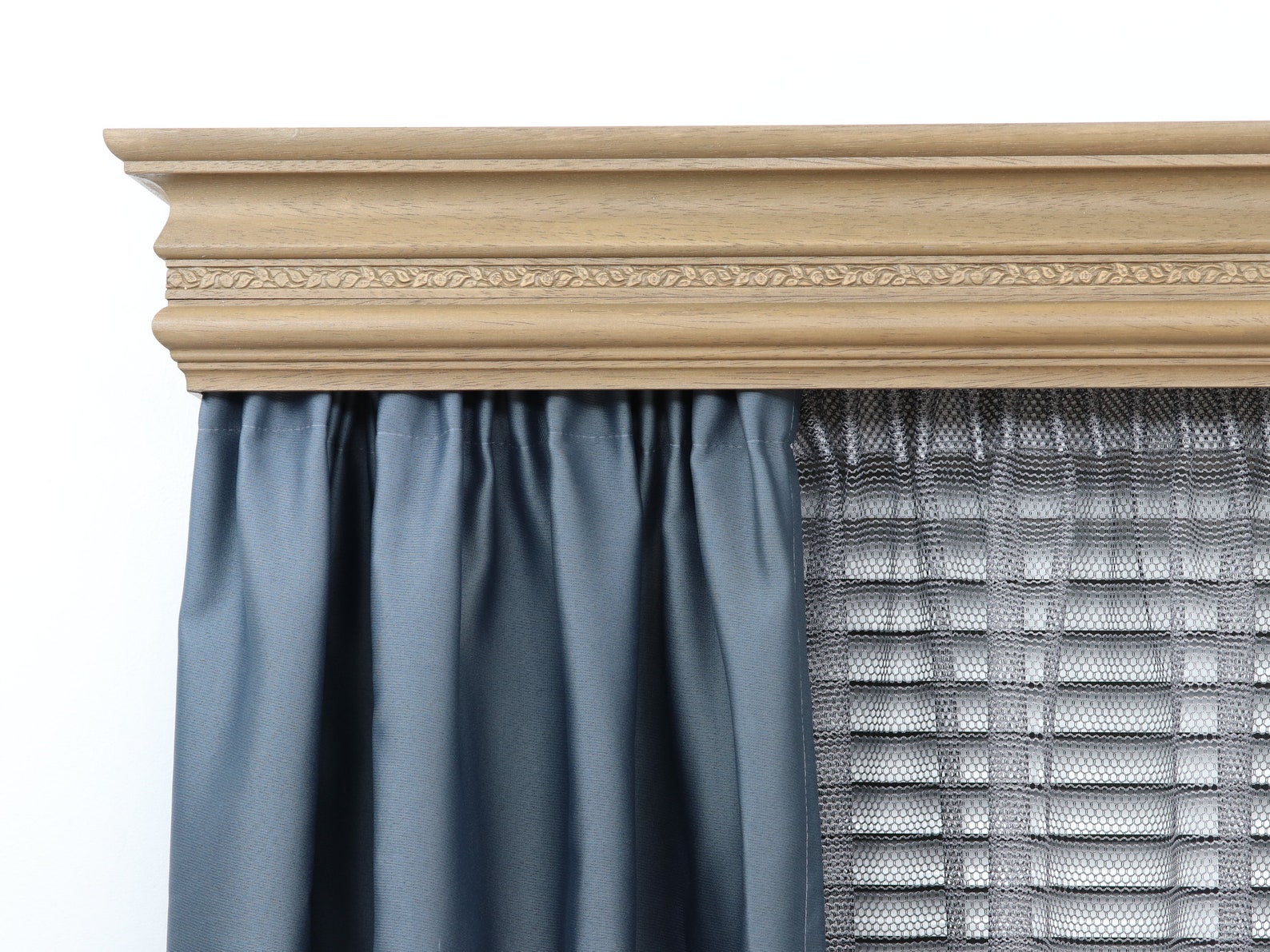 Double Window Cornice & Rail, Wooden Window Valance With Rail ...
