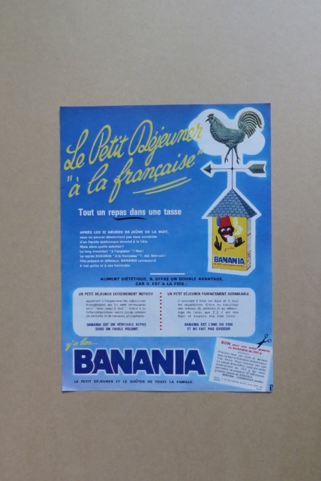 1964. BANANIA . the French Breakfast. Advertising Moose Paper. - Etsy