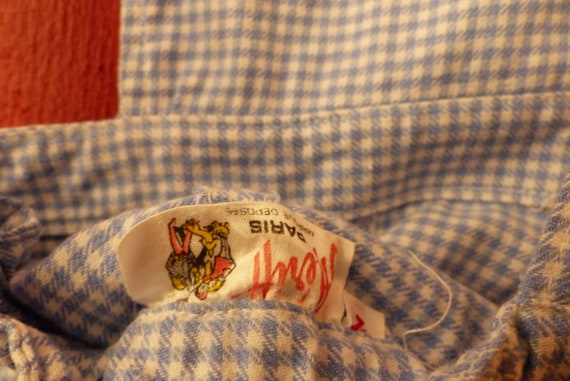 1970s. Blue vichy child salopette. One year. - Gem