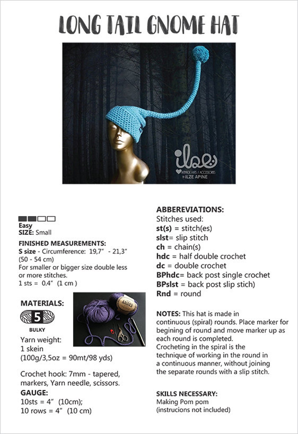 Long Tail Hat Pattern Easy Crochet Hat Pattern DIY Christmas - Etsy