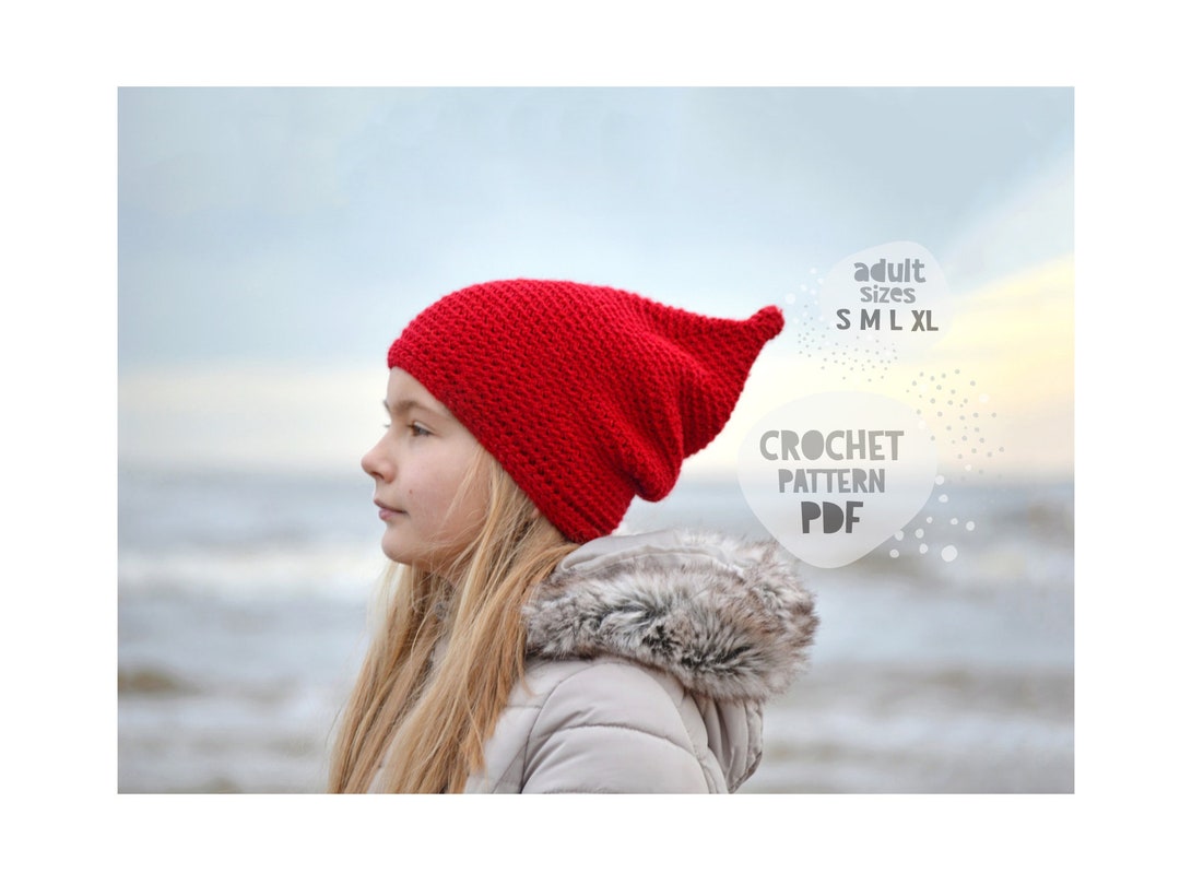 Easy Crochet Pixies Elf Hat Pattern Girl Boy Adult, Slouchy Hat Pattern ...