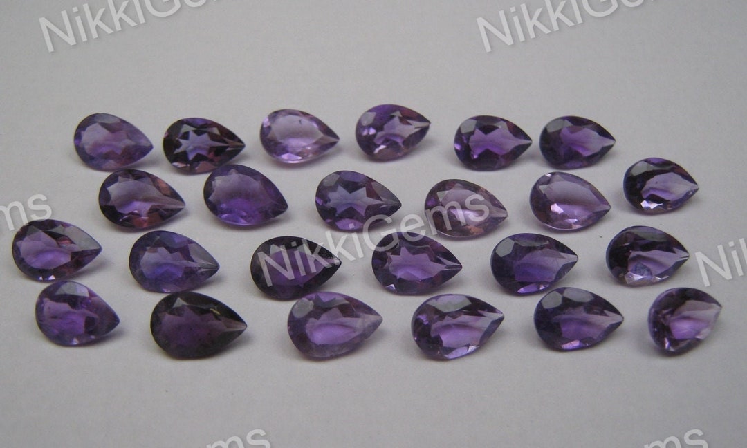 6x9 Mm Pear Natural Amethyst Pear Amethyst Faceted Loose Semi Precious ...