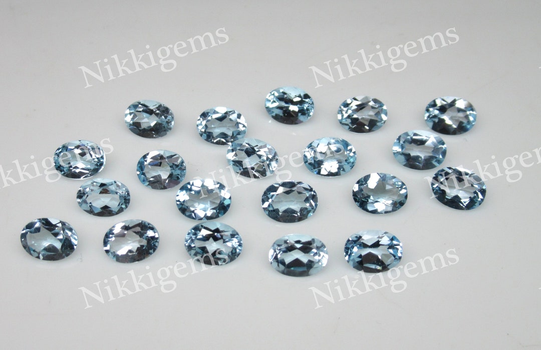 AAA Blue Topaz Oval Cut Faceted Loose Gemstone Size 4x6, 5x7, 6x8, Mm ...