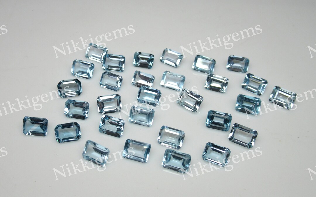 AAA Blue Topaz Gemstone: Octagon Cut, Faceted, Loose (4x6, 5x7, 6x8 Mm ...