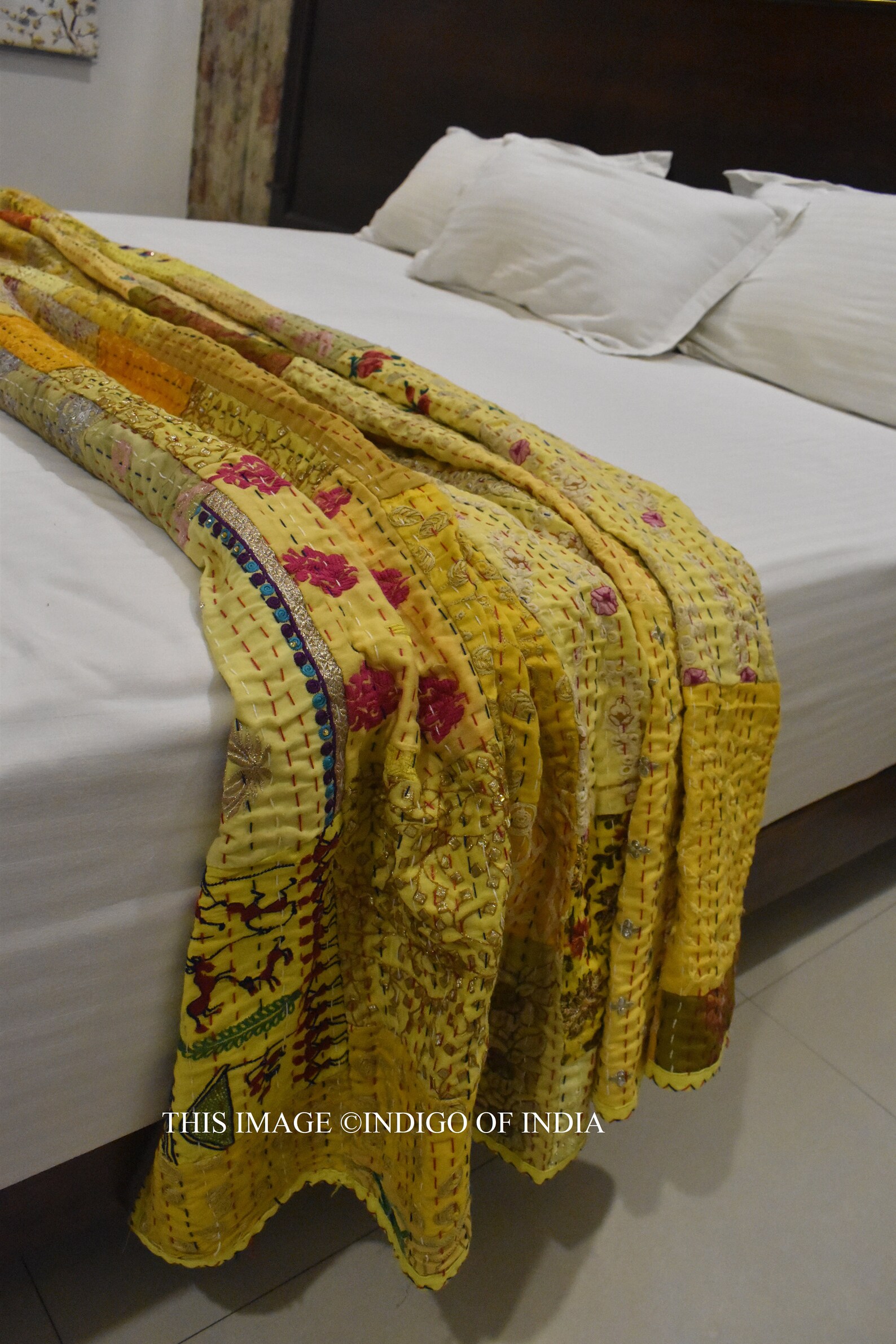 Yellow Recycled Indian Patchwork Kantha Quilt Indian - Etsy
