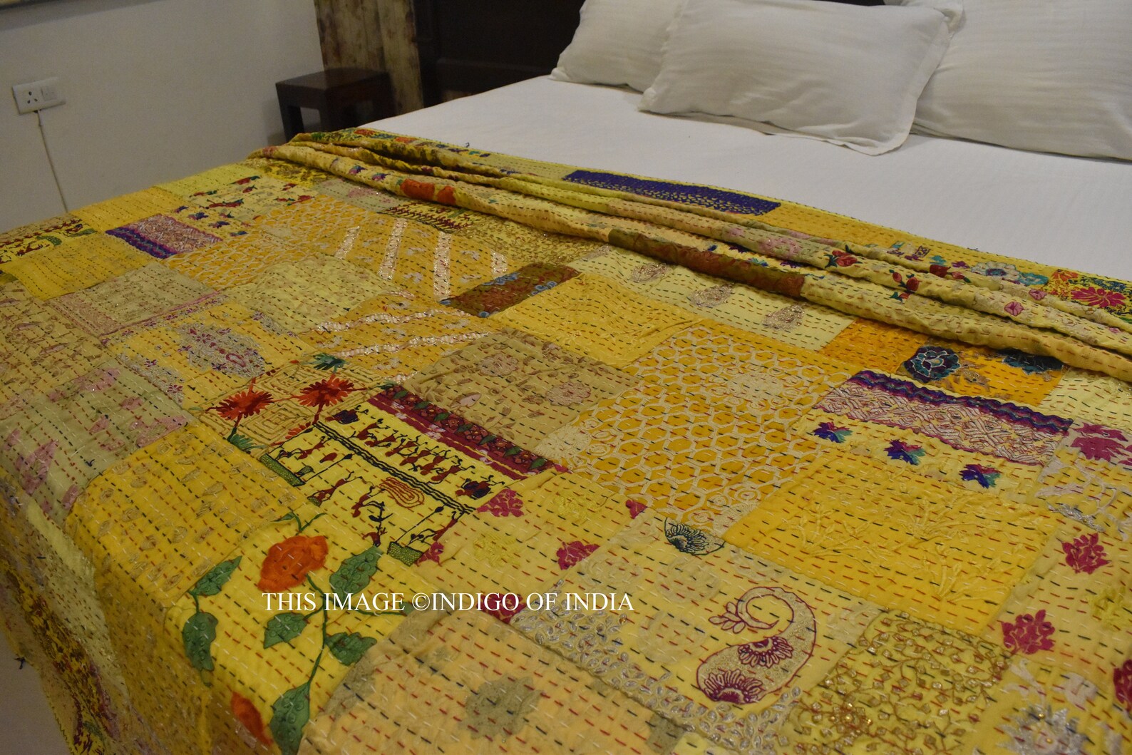 Yellow Recycled Indian Patchwork Kantha Quilt Indian - Etsy