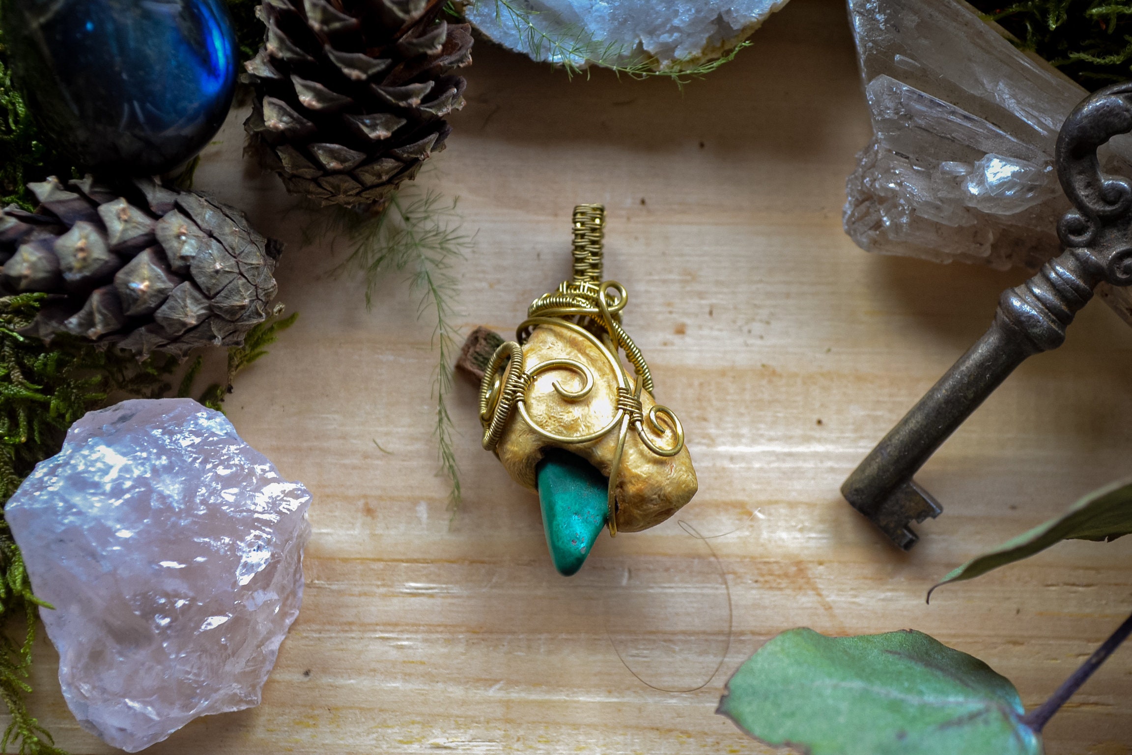 Elven Ornament Tree Pearl Pendant Malachite Fairy Pagan Elf - Etsy