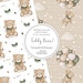 Green Teddy Bear Digital Paper, Watercolor Teddy Bear Seamless, Nursery ...