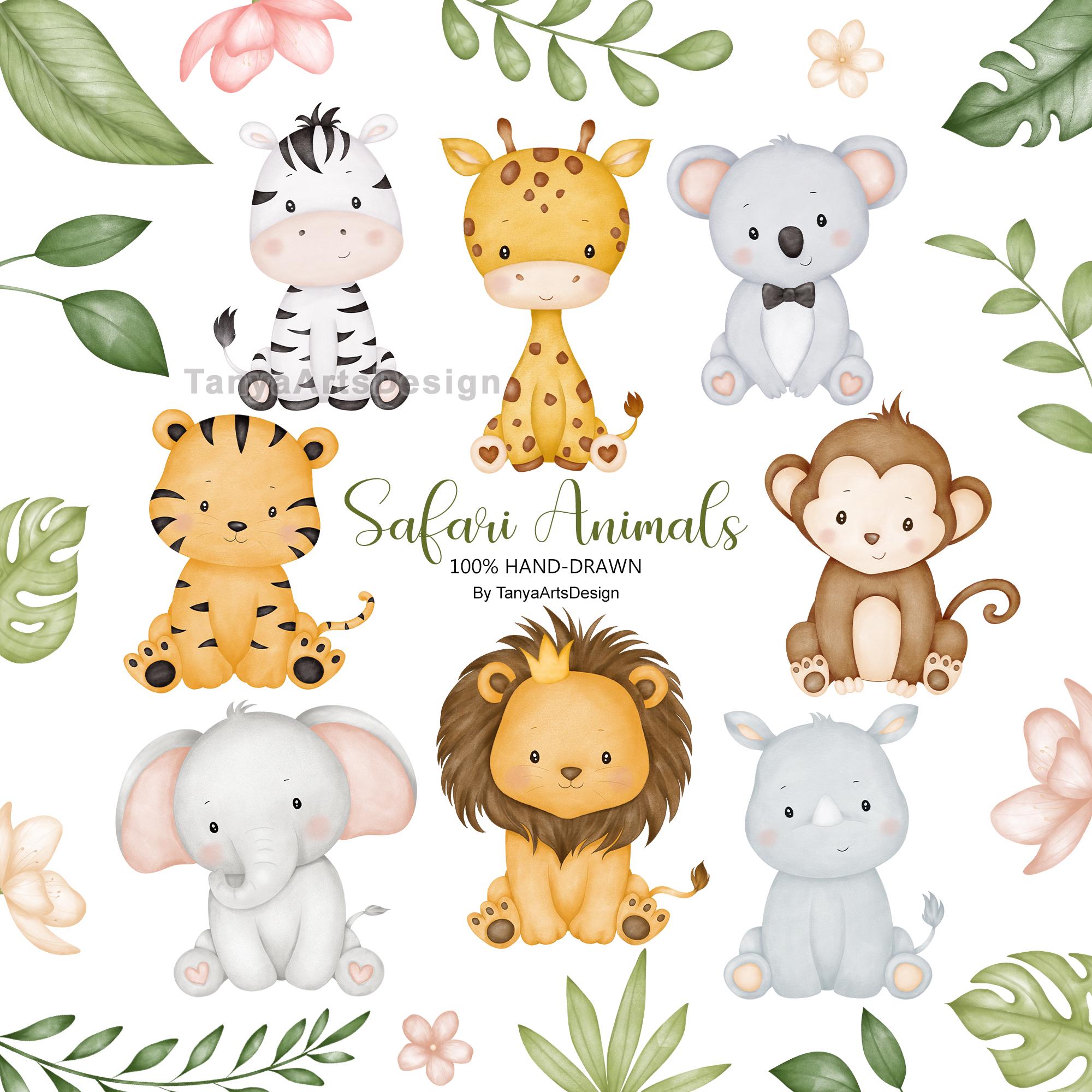 Cute Safari Animals Clipart