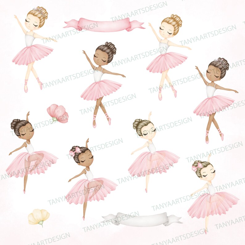 Ballerina Clipart Cute Ballet Clipart Watercolor Pink - Etsy