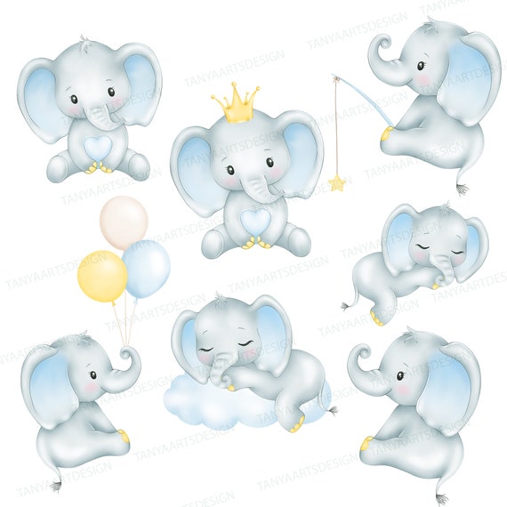 Blue Baby Elephant Clipart