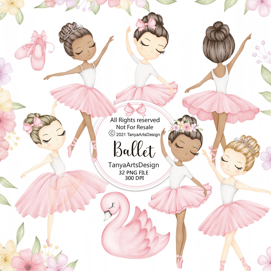Ballerina Clipart Cute Ballet Clipart Watercolor Pink Ballerina Swan