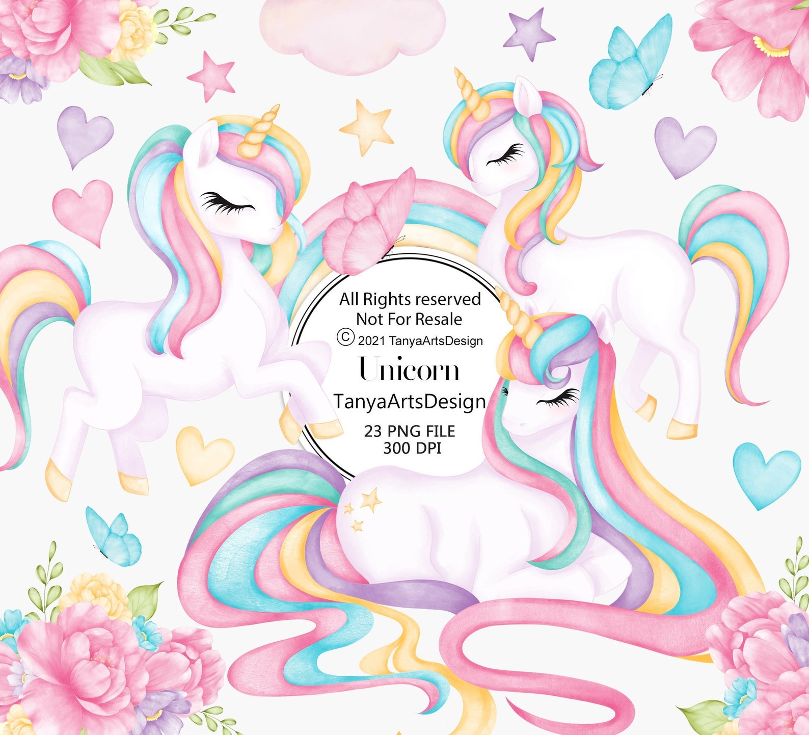 Unicorn Clipart Cute Unicorn Clipart Watercolor Unicorn | Etsy