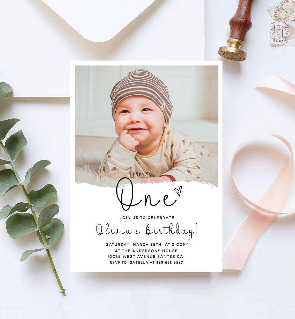 1st Birthday Invitation Modern First Birthday Invitation - Etsy