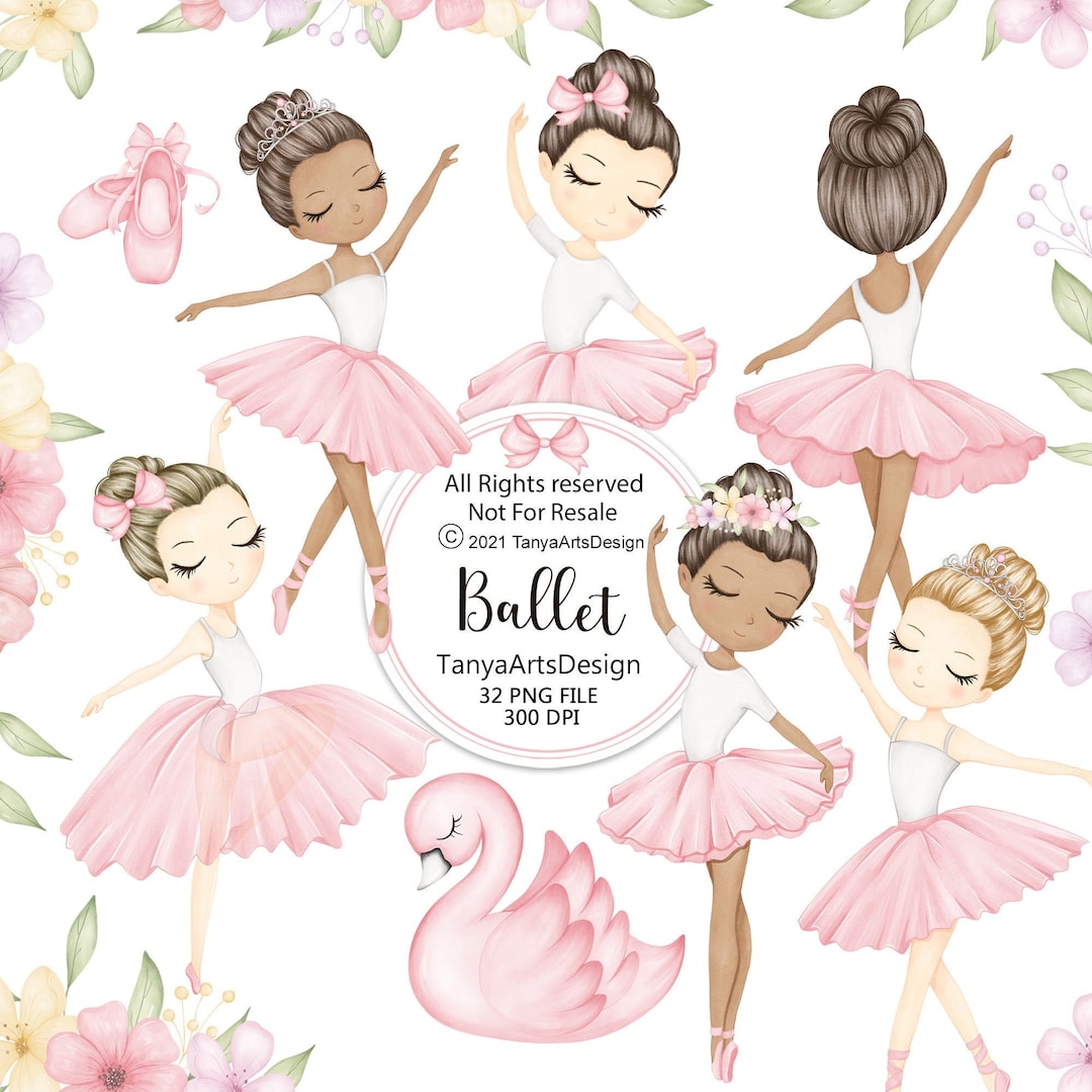 Ballerina Clipart Cute Ballet Clipart Watercolor Pink - Etsy