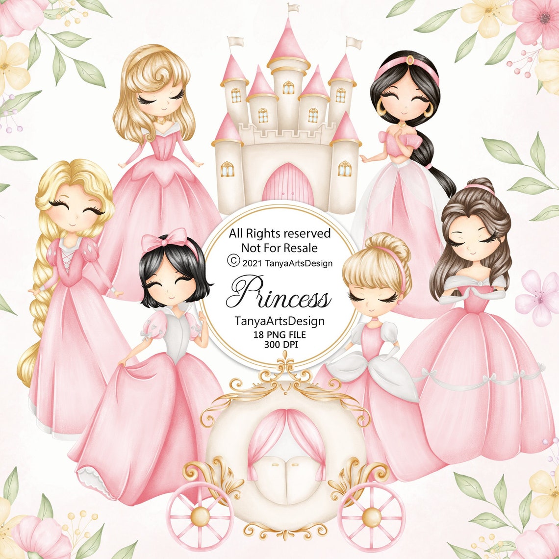 Princess Girl Clipart Cute Princess Clipart Watercolor - Etsy UK