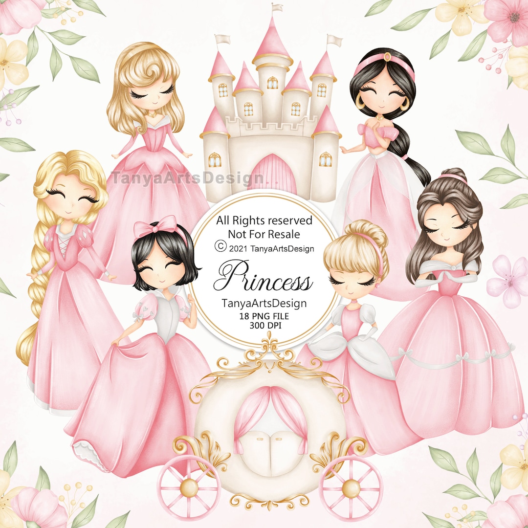 Princess Girl Clipart, Cute Princess Clipart, Watercolor Princess ...