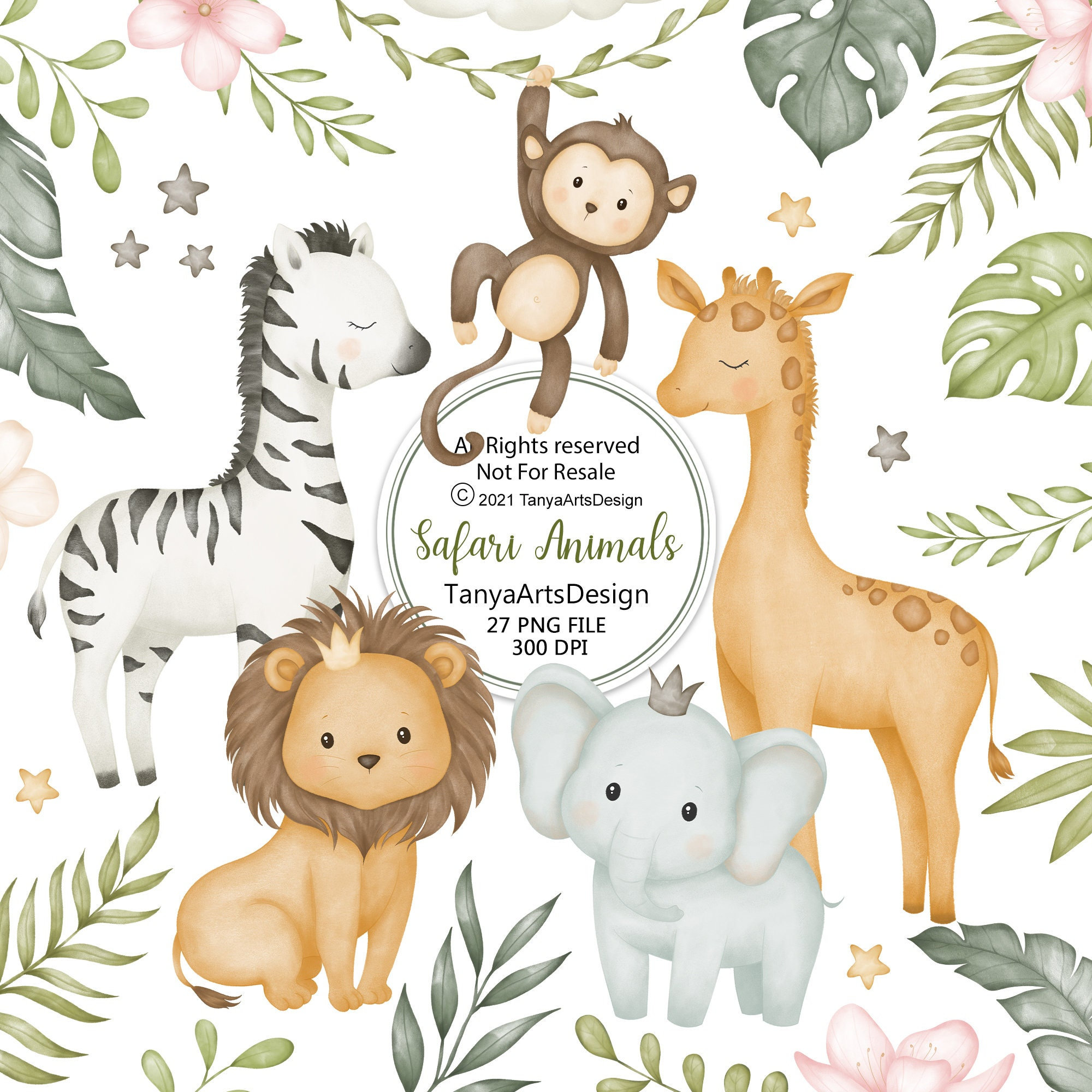 Watercolor Safari Animals Clipart Cute Safari Animals Clipart - Etsy Canada