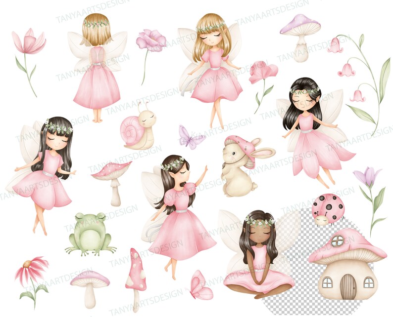 Imágenes prediseñadas de acuarela de jardín de hadas imágenes - Etsy España