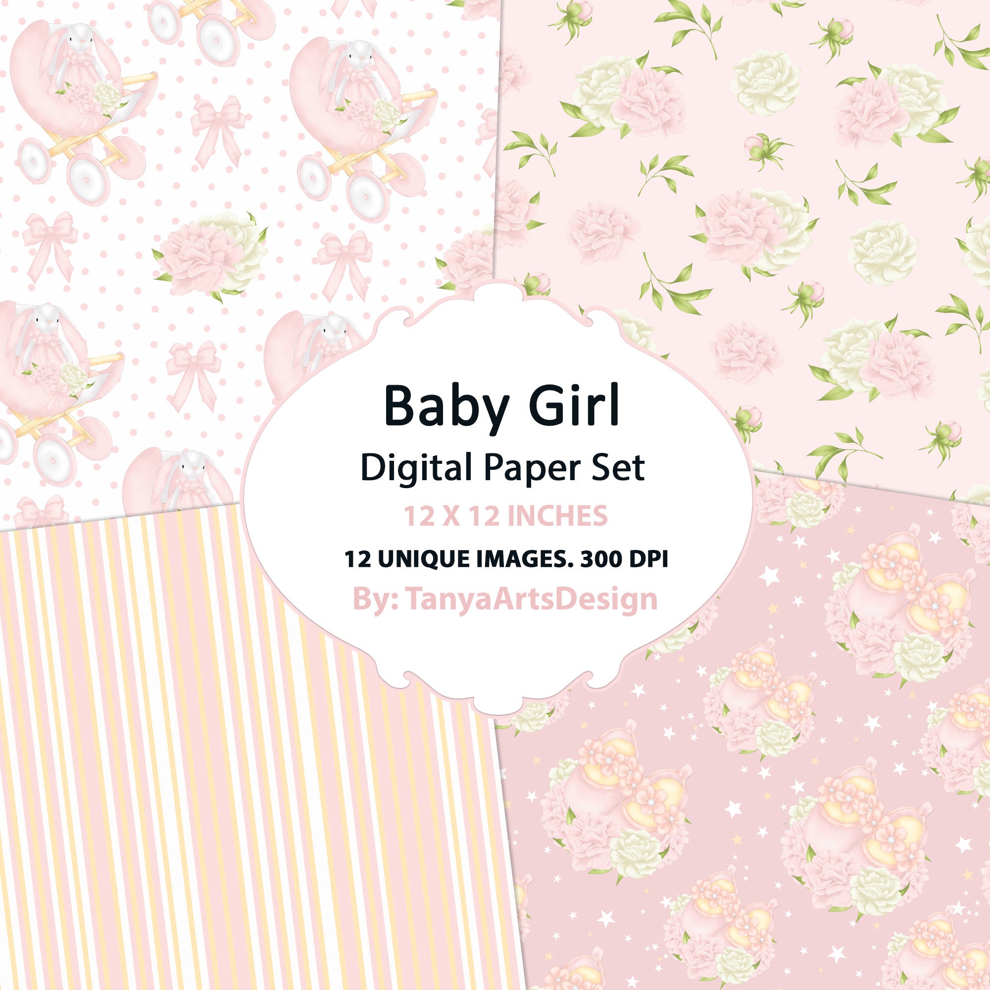 Baby Girl Digital Paper Baby Paper Pack Baby Girl Scrapbook | Etsy
