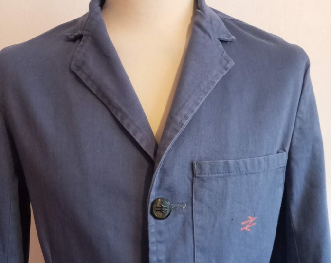 Vintage British Work Jacket Chore Workwear Railways Blue Cotton BR ...