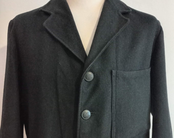 Vintage British Railways Jacket Workwear 1950s 50s Black Melton Wool ...