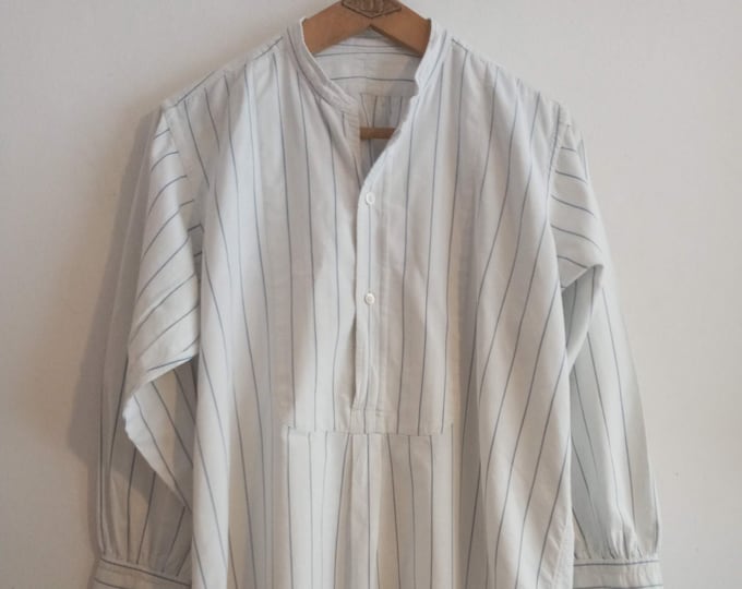 Antique 1920s 20s French Smock Shirt Workwear Chore Blue Striped White ...