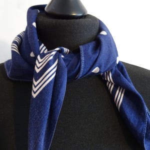 Vintage Bandana Blue White Spotted Spots Dotted Dots Cotton Scarf ...