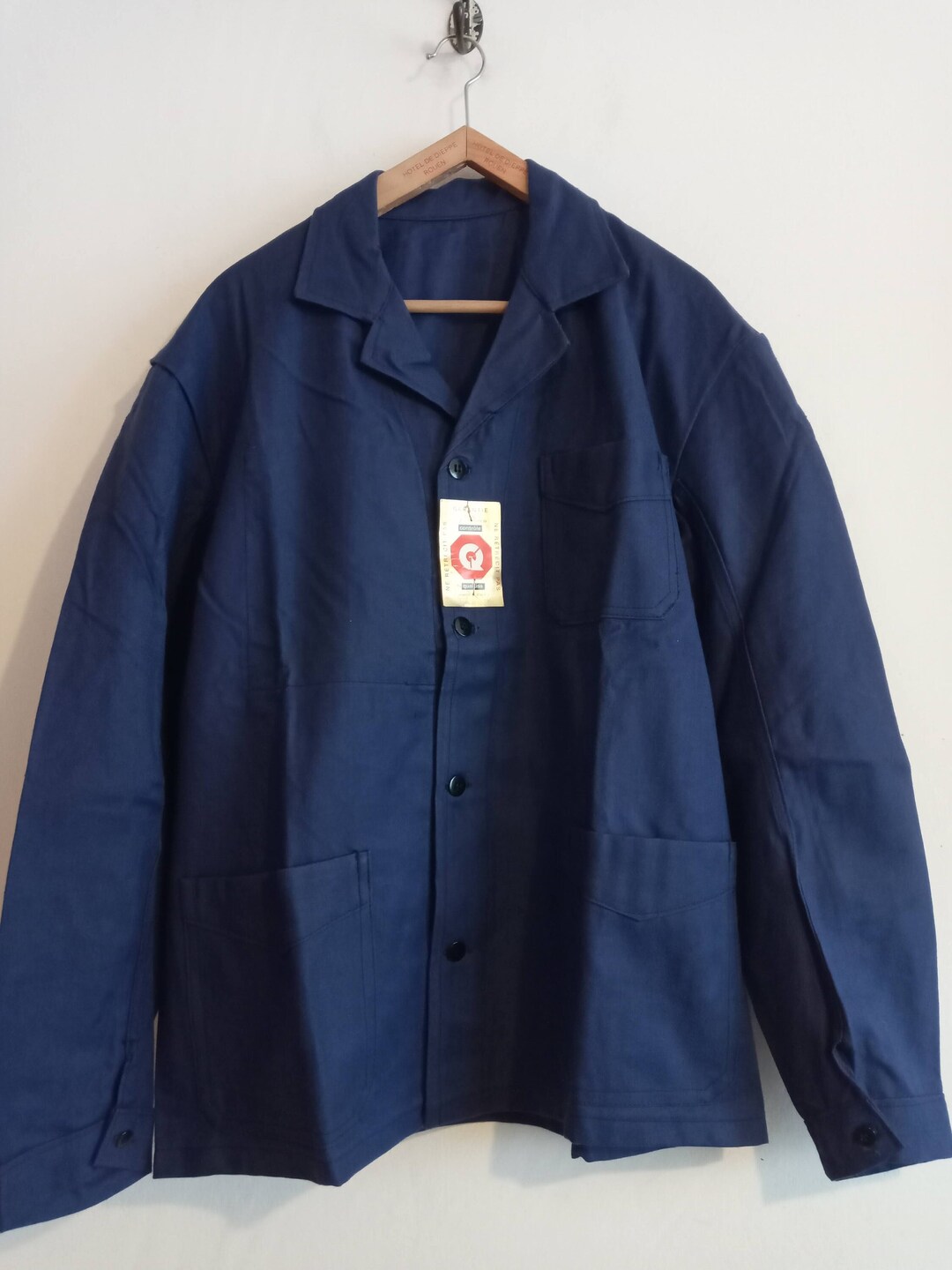 Vintage 1960s 60s French Chore Jacket Workwear Indigo Blue Cotton Bleu ...