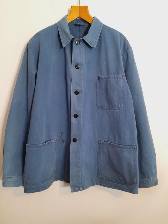 Vintage chore jacket workwear 1970s 70s German faded … - Gem