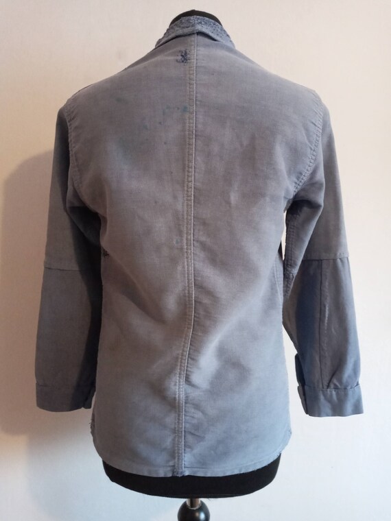 Vintage French chore jacket patched moleskin vintage … - Gem
