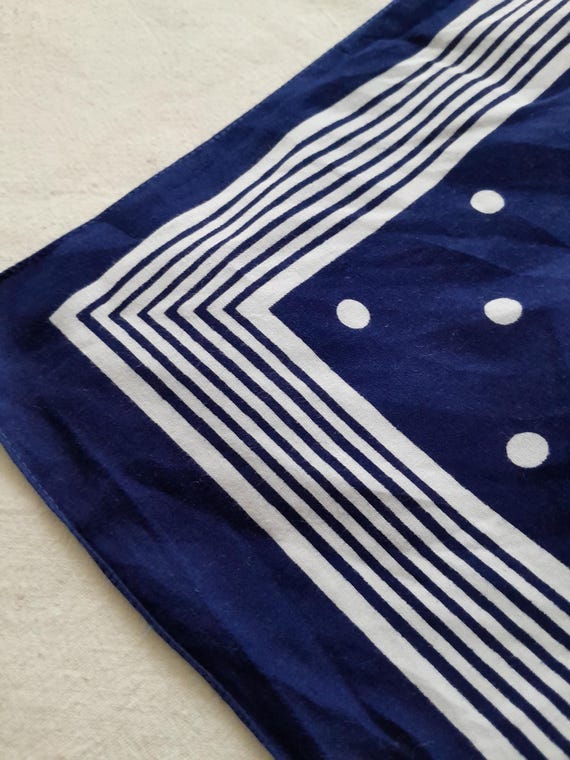 Vintage bandana blue white spots spotted dotted polka… - Gem