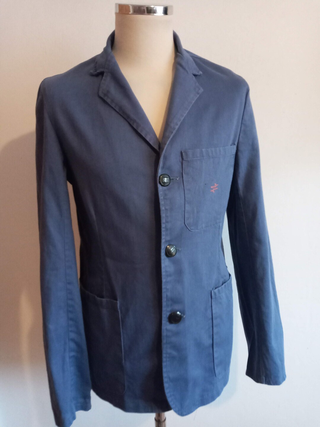 Vintage British Work Jacket Chore Workwear Railways Blue Cotton BR ...