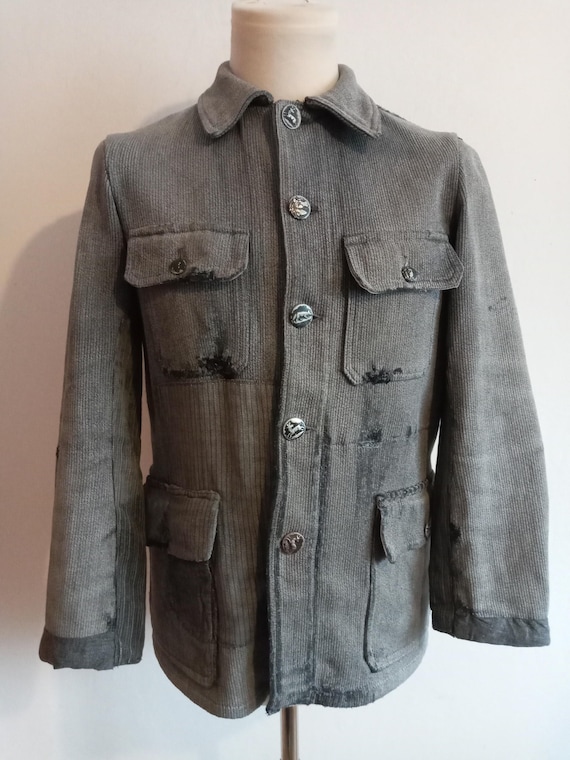 Vintage French hunting jacket chore workwear salt & p… - Gem