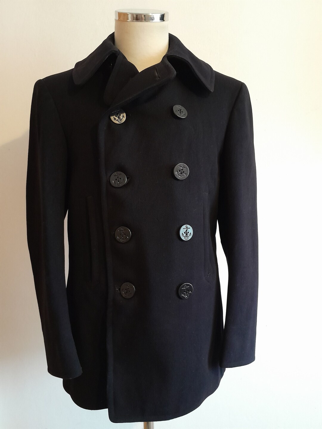 Vintage 1940s USN Naval Clothing Factory Pea Coat Deck Jacket 40s WW2 ...