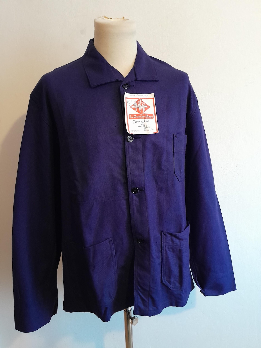 Vintage French Chore Jacket 1960s 60s Indigo Blue Cotton Bleu De ...