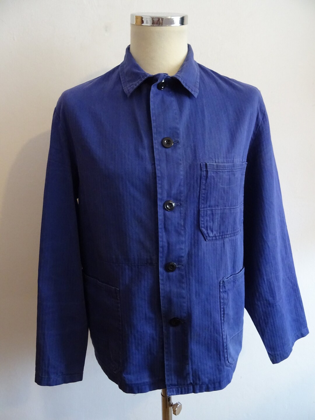 Vintage French Chore Jacket Workwear 1970s Faded Blue Cotton Worker ...