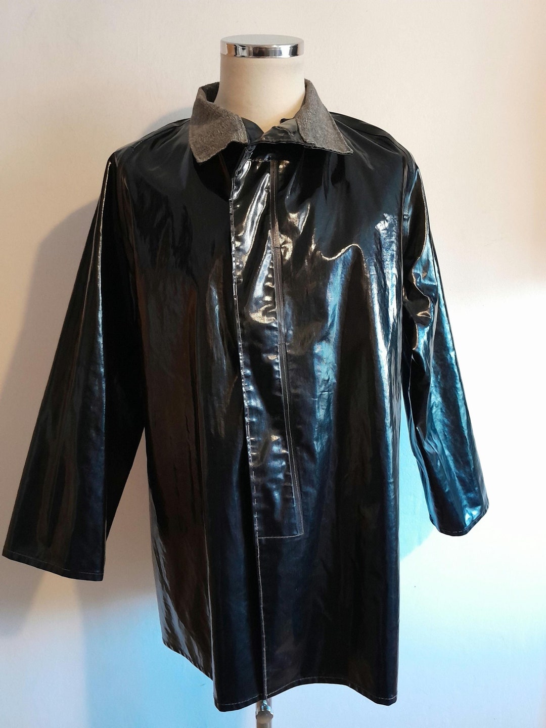 Vintage 1950s British Oilskin Pvc Coat Jacket Rain Mac Diamond Maxron ...